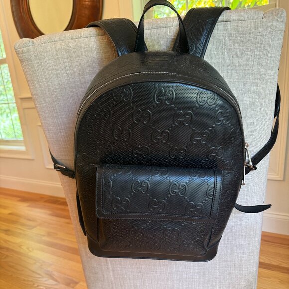 Gucci | Bags | Gucci Black Leather Backpack | Poshmark